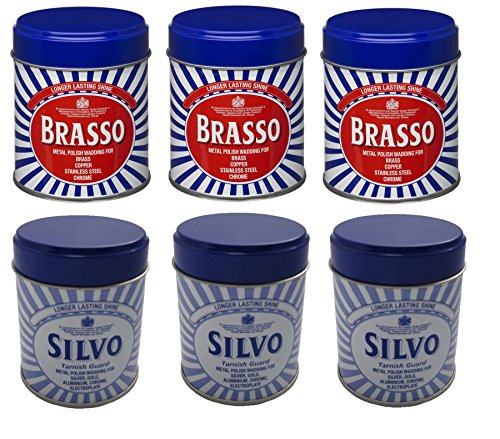 Pack Of 6 - 3 x Brasso Wadding Duraglit 3 x Silvo Wadding Duraglit Pol
